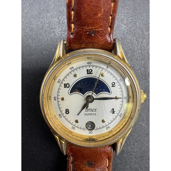 Timex | Accessories | Timex Moon Phase Quartz Watch 364t Cell Womens ...